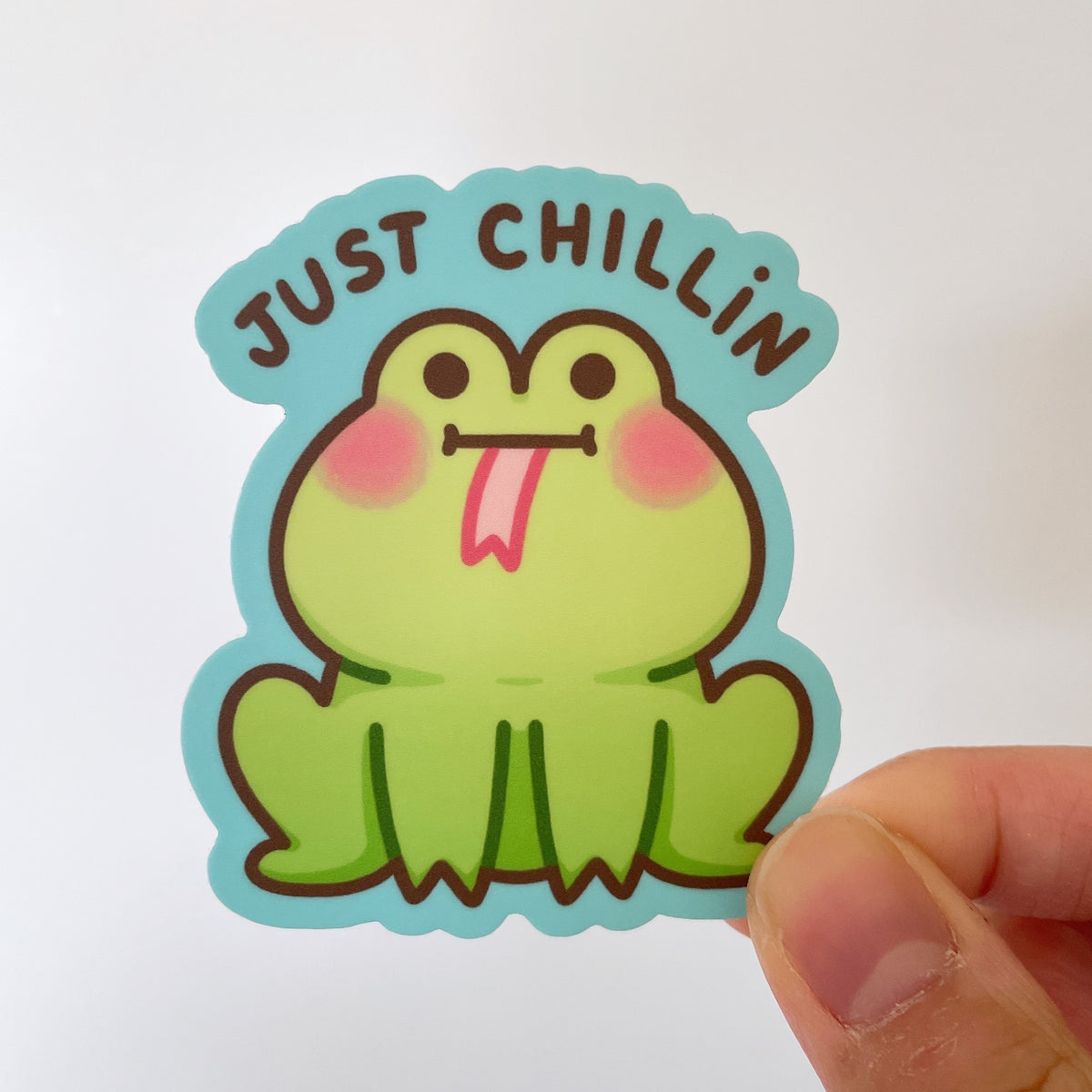Just Chillin Frog Waterproof Vinyl Diecut Sticker – StickyRiceCompany